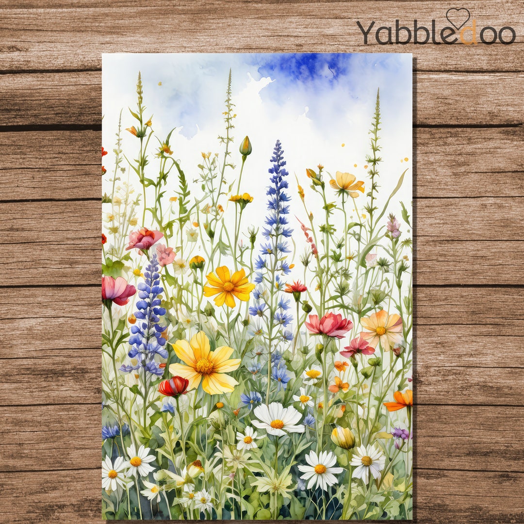 Watercolor Wildflowers Canvas Poster, Floral Wall Art, Botanical Print ...