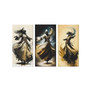 Whirling Dervish, Tryptic Wall Art, Islamic Art, Abstract Art, Triptych ...