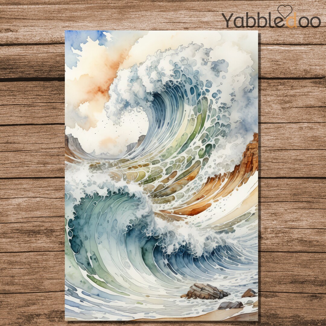 Sea Waves Canvas Poster, Ocean Themed Wall Art, Gift for Sea Lover ...