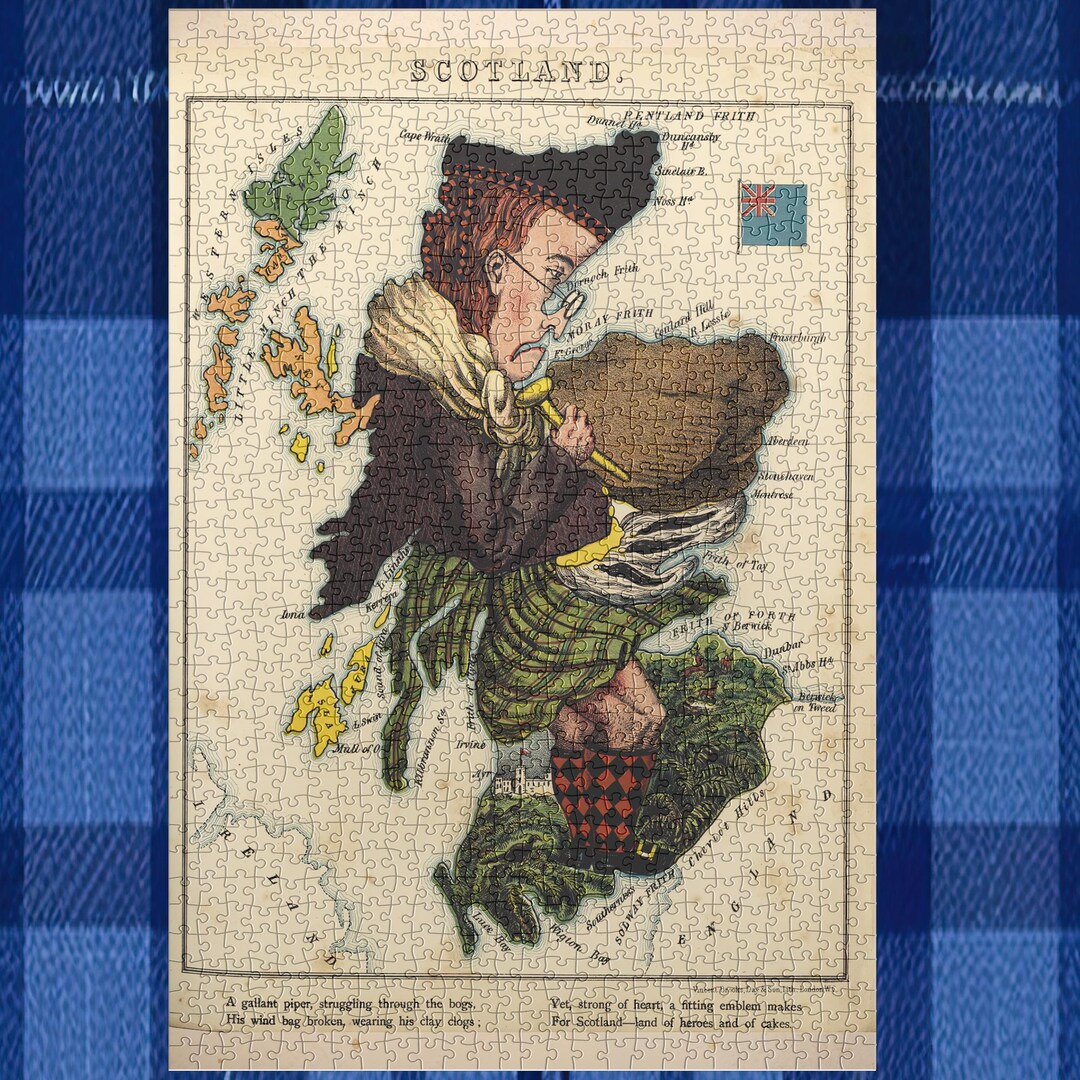 Scotland Map Bagpiper Lithograph Jigsaw, 1014-piece 20"x30" Puzzle ...