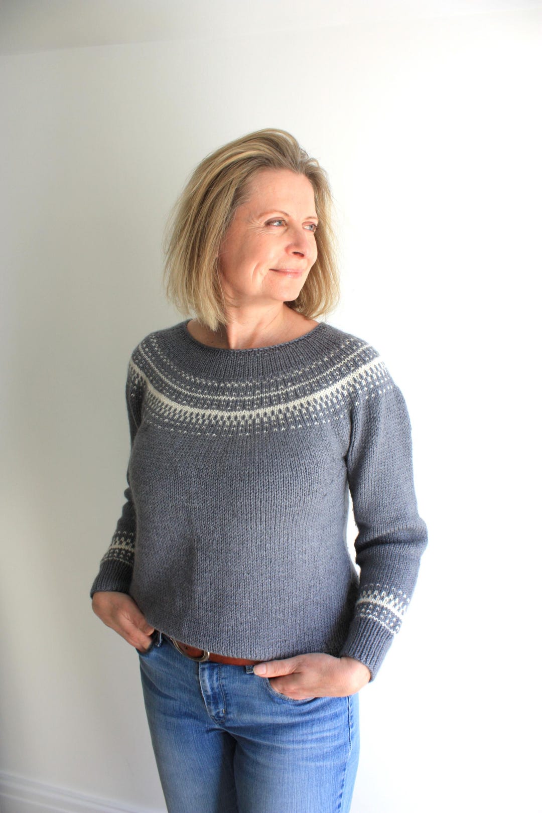 Colorwork Yoke Sweater Knitting Pattern: Top-down Aran Pullover (PDF ...