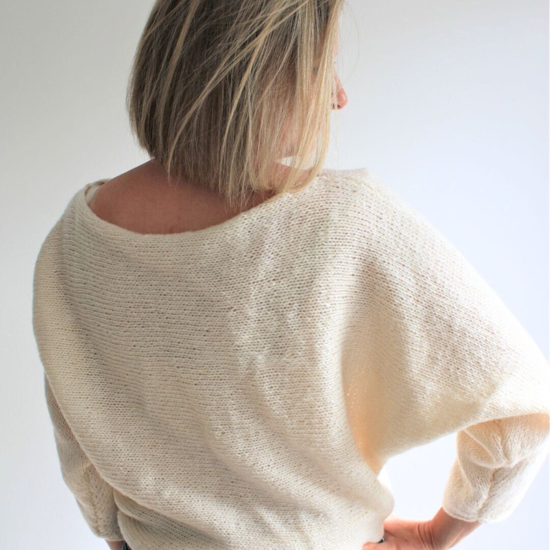 Easy Knit Boatneck Batwing Sweater Pattern: Beginner Women (PDF Pattern ...