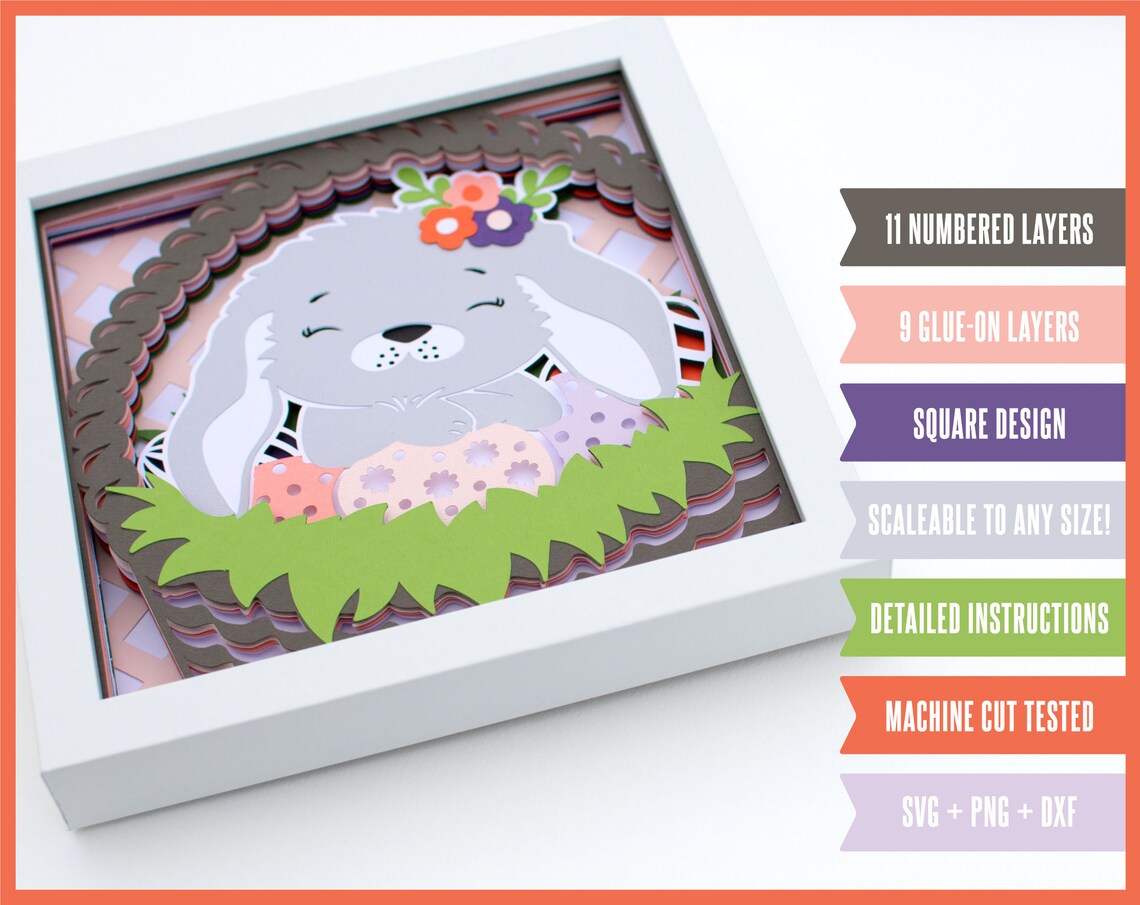 Easter Bunny Shadow Box SVG Papercut Design for Easter - Etsy