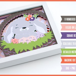 Easter Bunny Shadow Box SVG | Papercut Design for Easter | Easter 3D ...