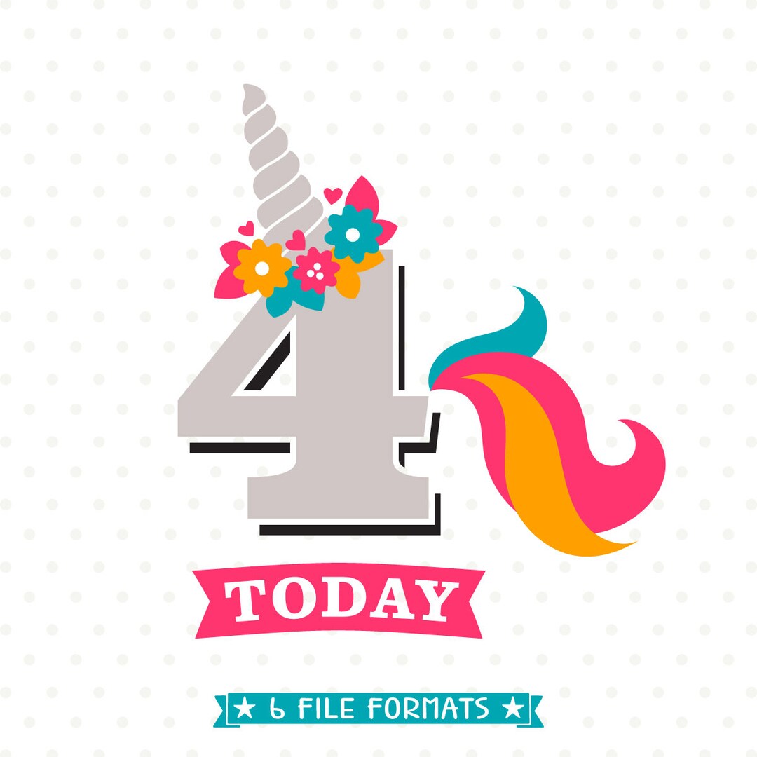 4th Birthday SVG, Unicorn Birthday Iron on File, 4th Birthday Shirt SVG ...