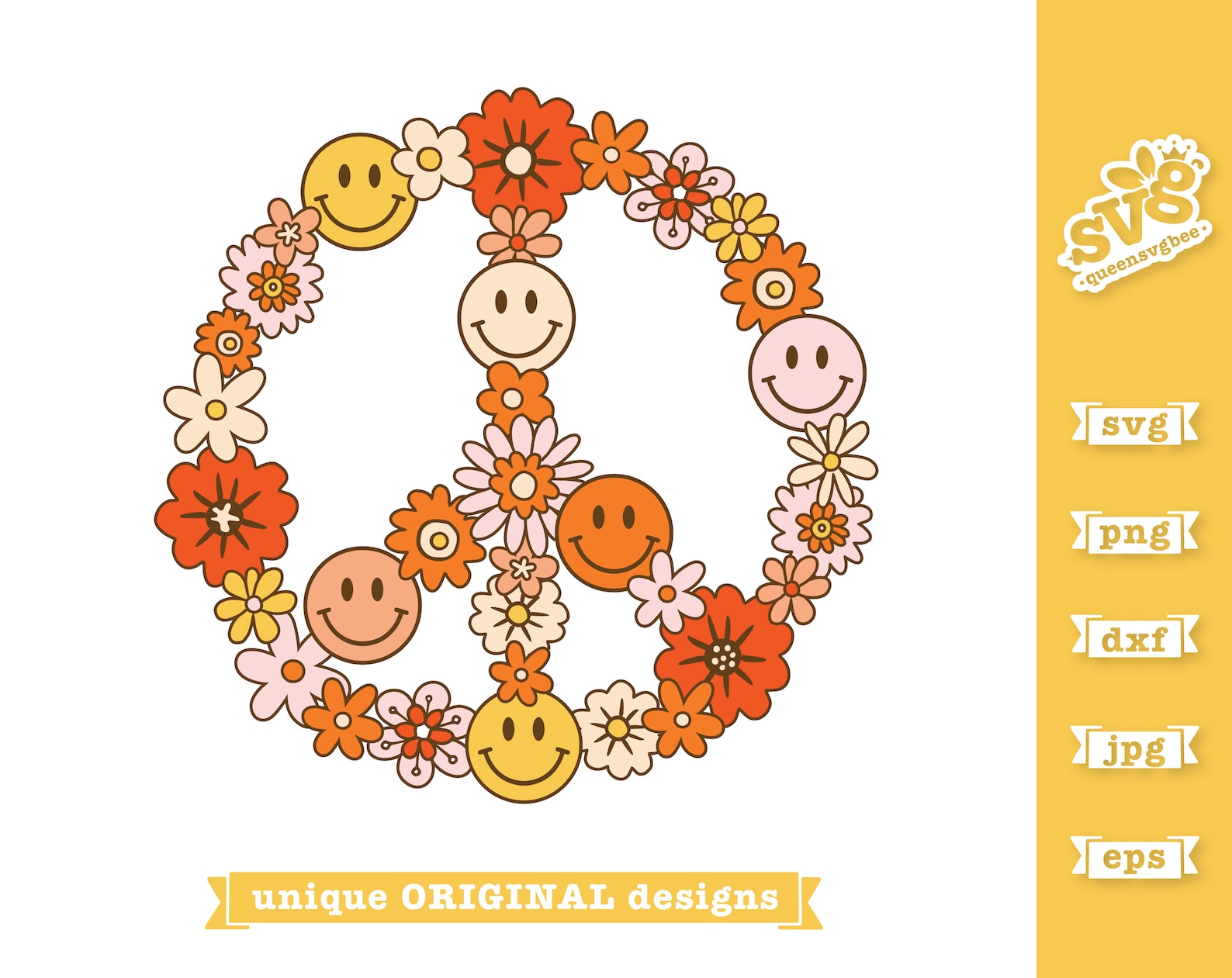 Floral Peace Sign SVG Hippie SVG Boho Hippie Retro T-shirt - Etsy