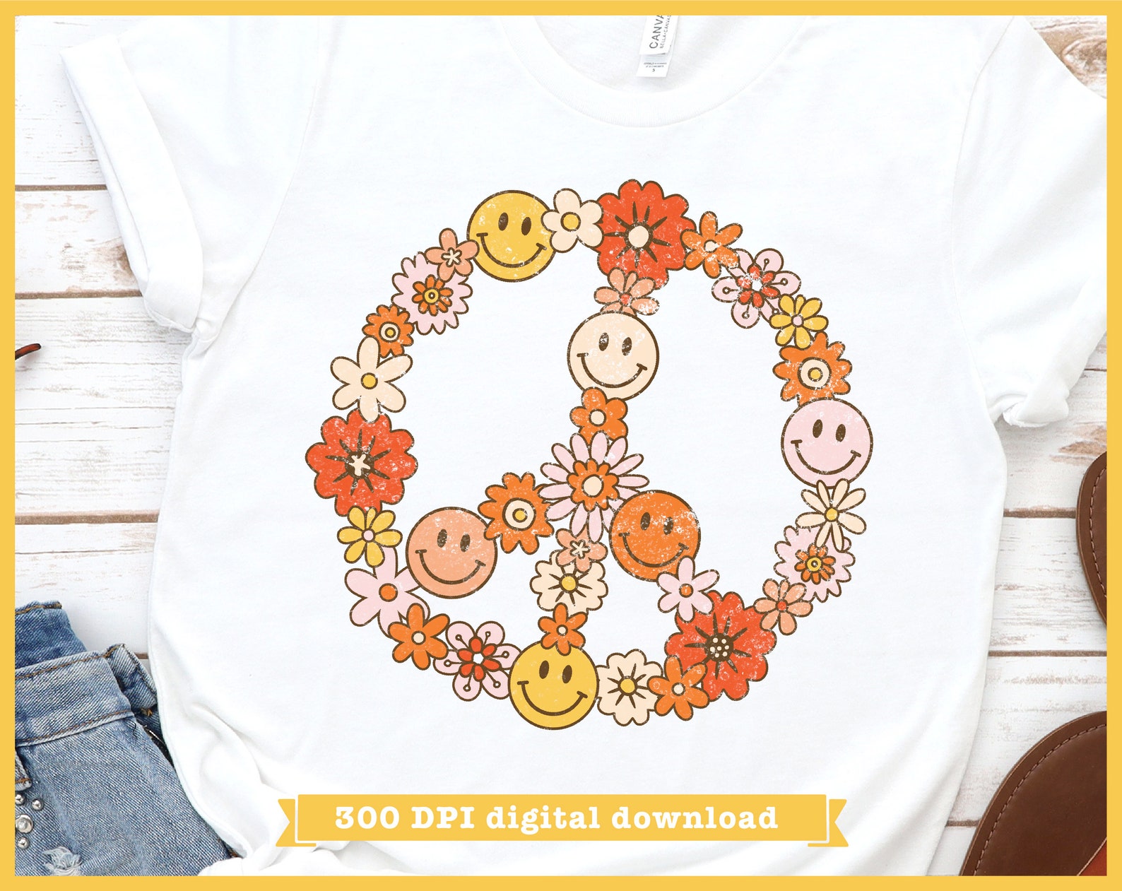 Retro Sublimation Distressed Peace Sign PNG for Sublimation - Etsy