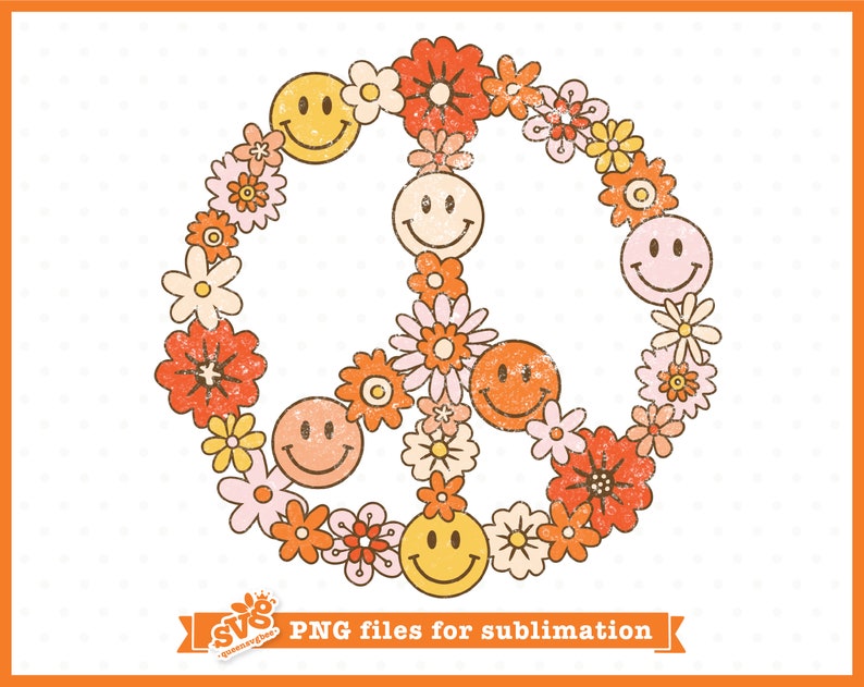 Retro Sublimation Distressed Peace Sign PNG for Sublimation - Etsy