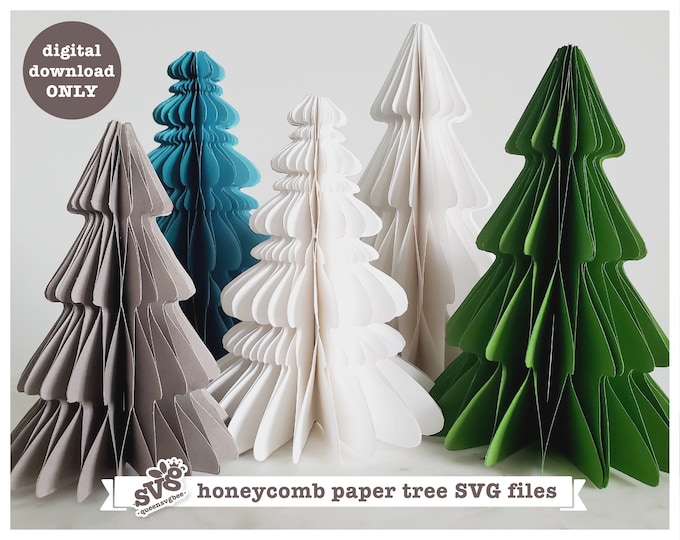 DIY Honeycomb Christmas Tree Decorations, 7 Digital Templates, Modern ...