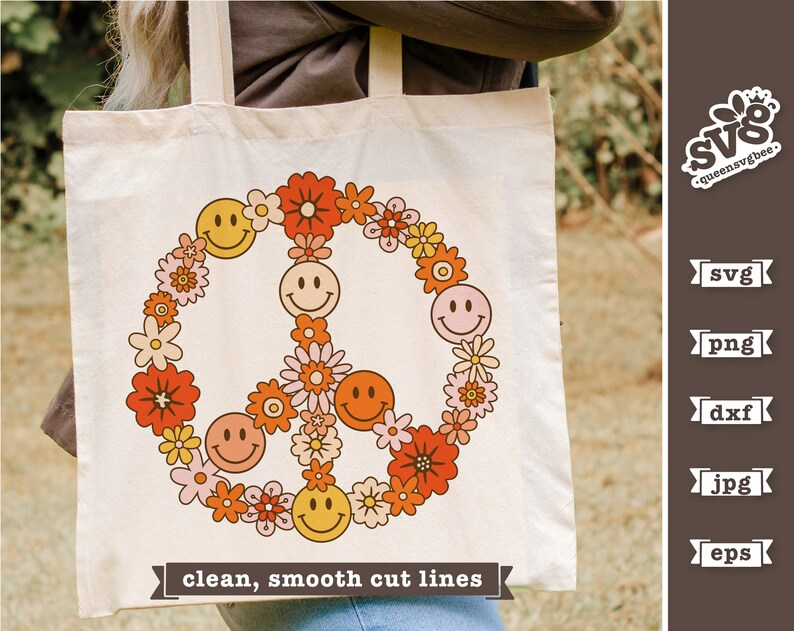 Floral Peace Sign SVG Hippie SVG Boho Hippie Retro T-shirt - Etsy