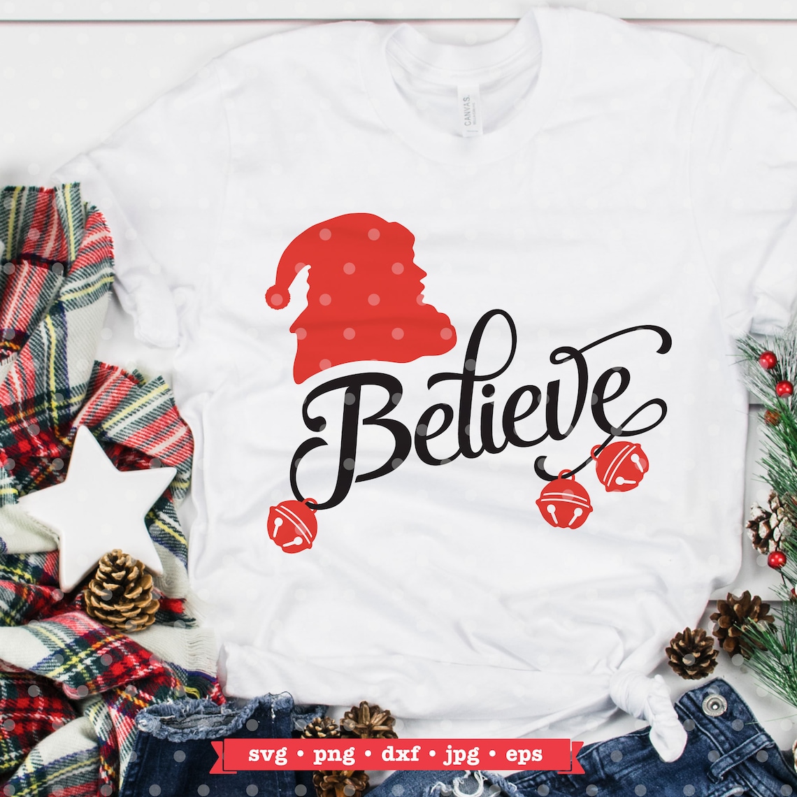 Santa SVG File Christmas Svg Cut File Believe SVG Christmas - Etsy