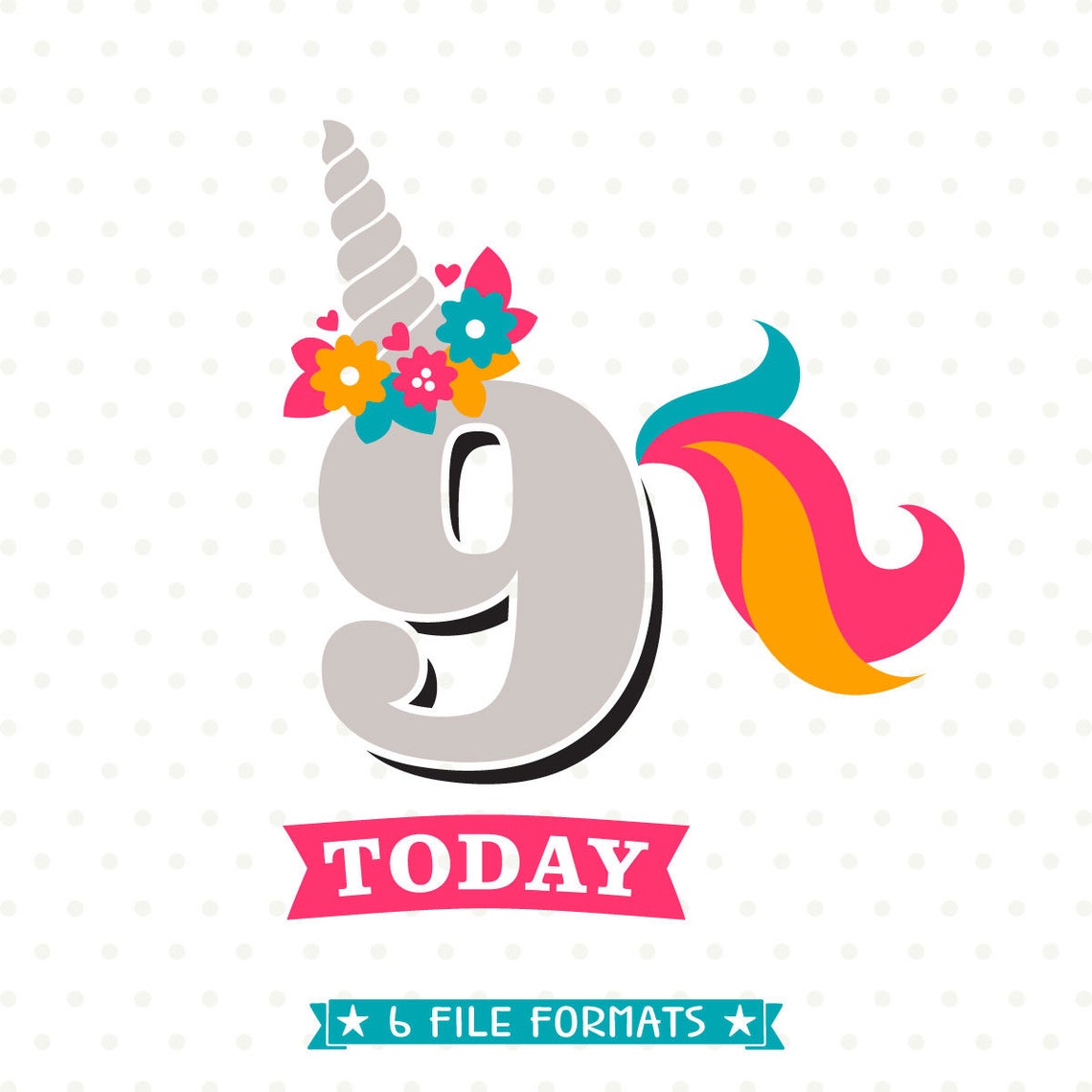 9th Birthday SVG Unicorn Birthday Iron on File 9th Birthday | Etsy