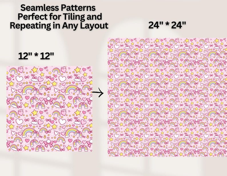 Kawaii Harajuku Seamless Pattern Bundle, 14 Pastel Digital Papers, Cute ...