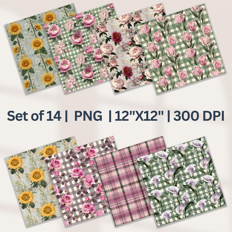 Vintage Cottagecore Floral Digital Paper Bundle | Seamless Rustic ...