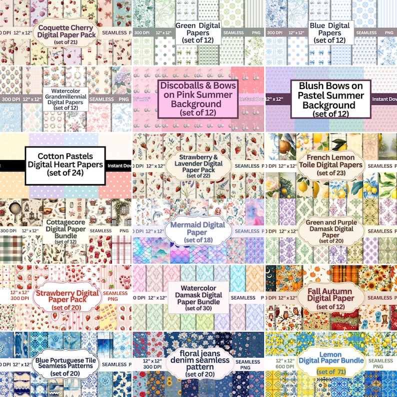 3,000+ Seamless Patterns MEGA BUNDLE, Lifetime Access, Digital Paper ...