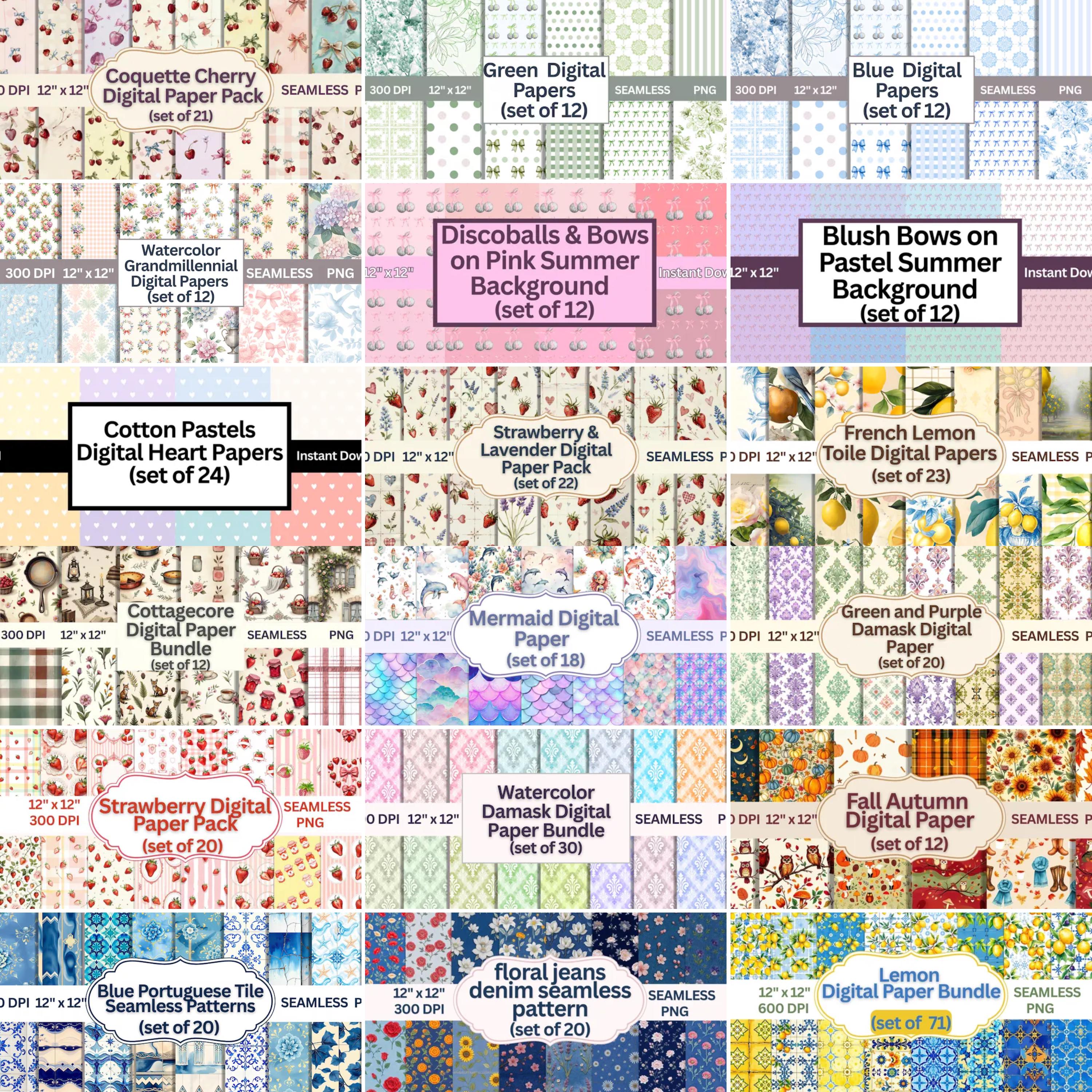 3,000+ Seamless Patterns MEGA BUNDLE, Lifetime Access, Digital Paper ...