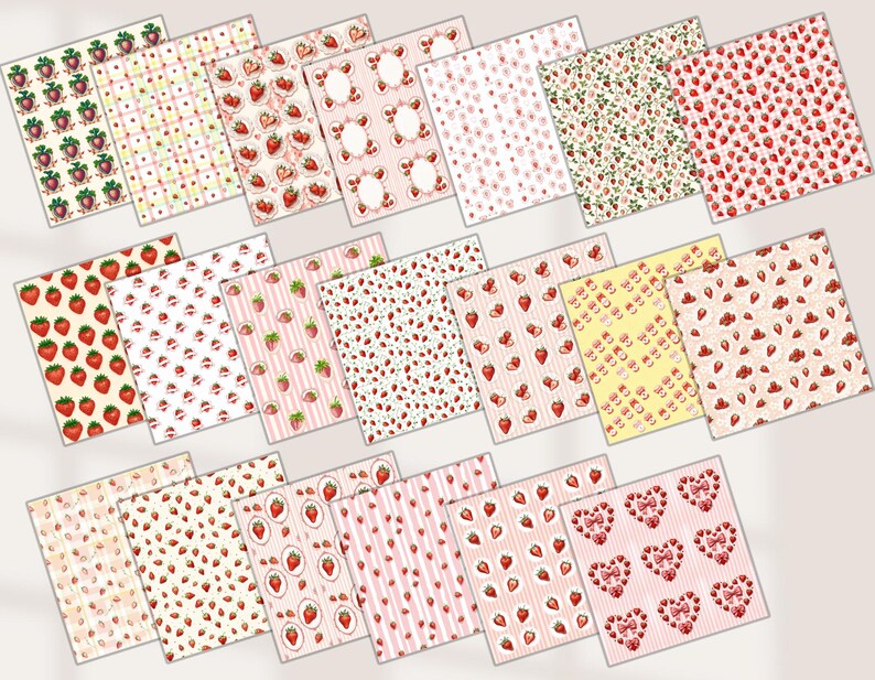 Strawberry Digital Paper, Strawberry Png, Strawberry Clipart ...