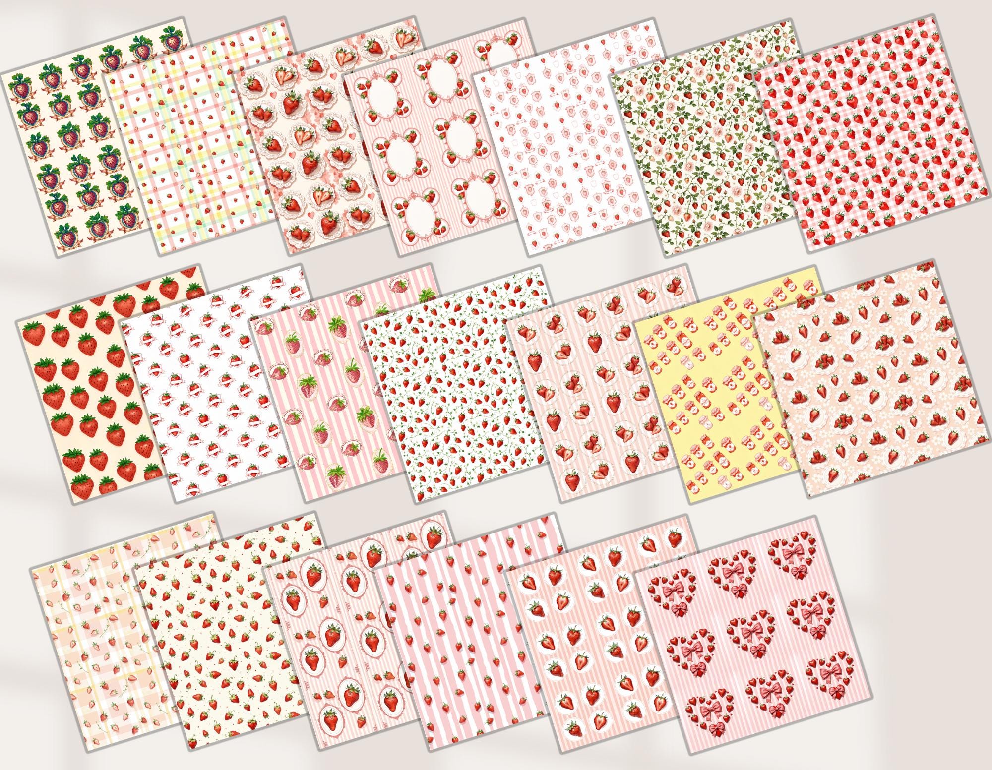 Strawberry Digital Paper, Strawberry Png, Strawberry Clipart ...