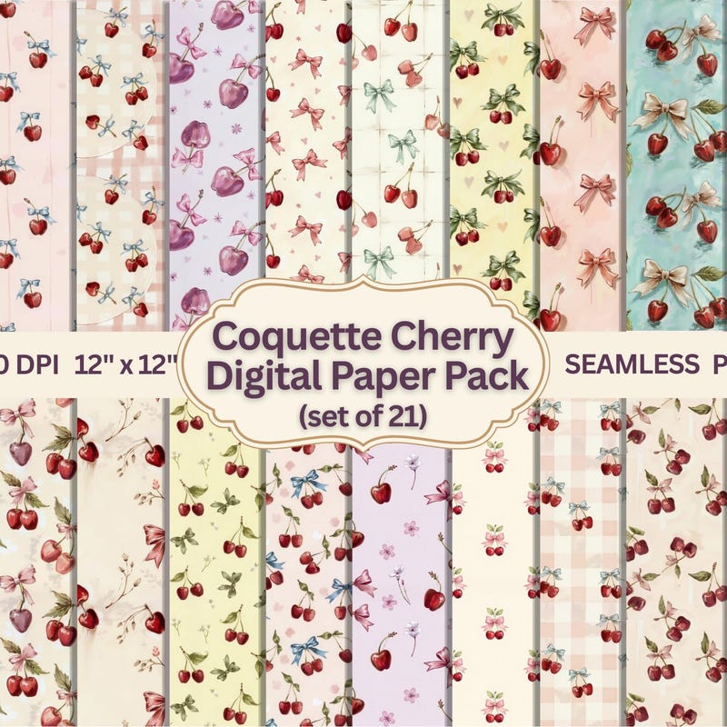 Cherry Digital Paper - Etsy