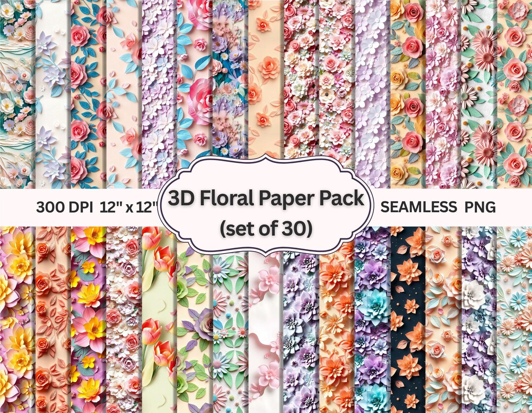 3d Flower Paper Cut Pattern, 3d Seamless Pattern, 3D Pastel Floral ...