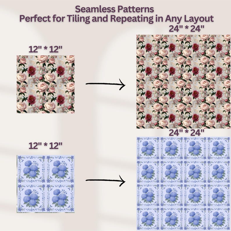 Vintage Cottagecore Floral Digital Paper Bundle | Seamless Rustic ...