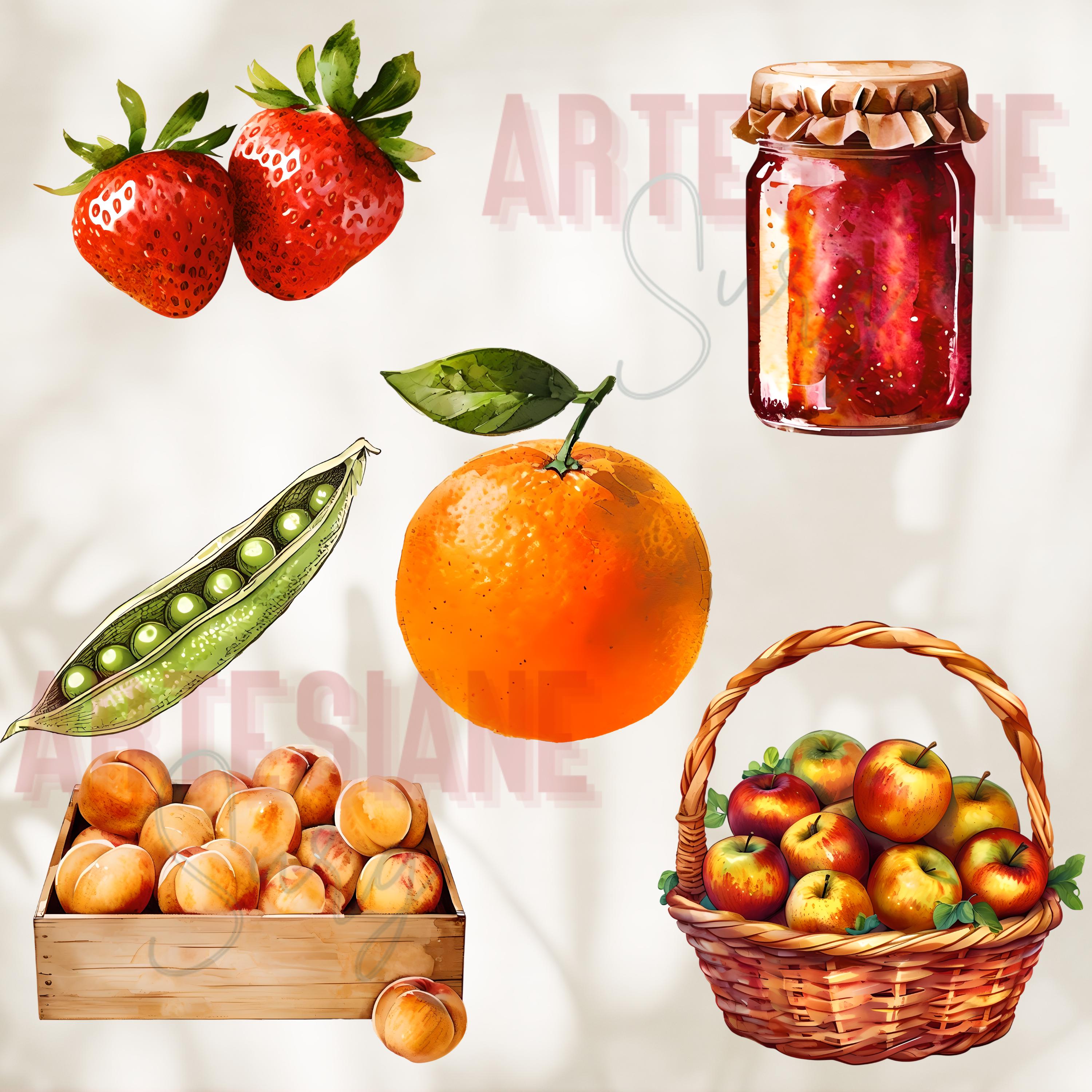 Farmers Market Clipart Bundle | Cute Fruit Clipart 41 PNG Graphics ...