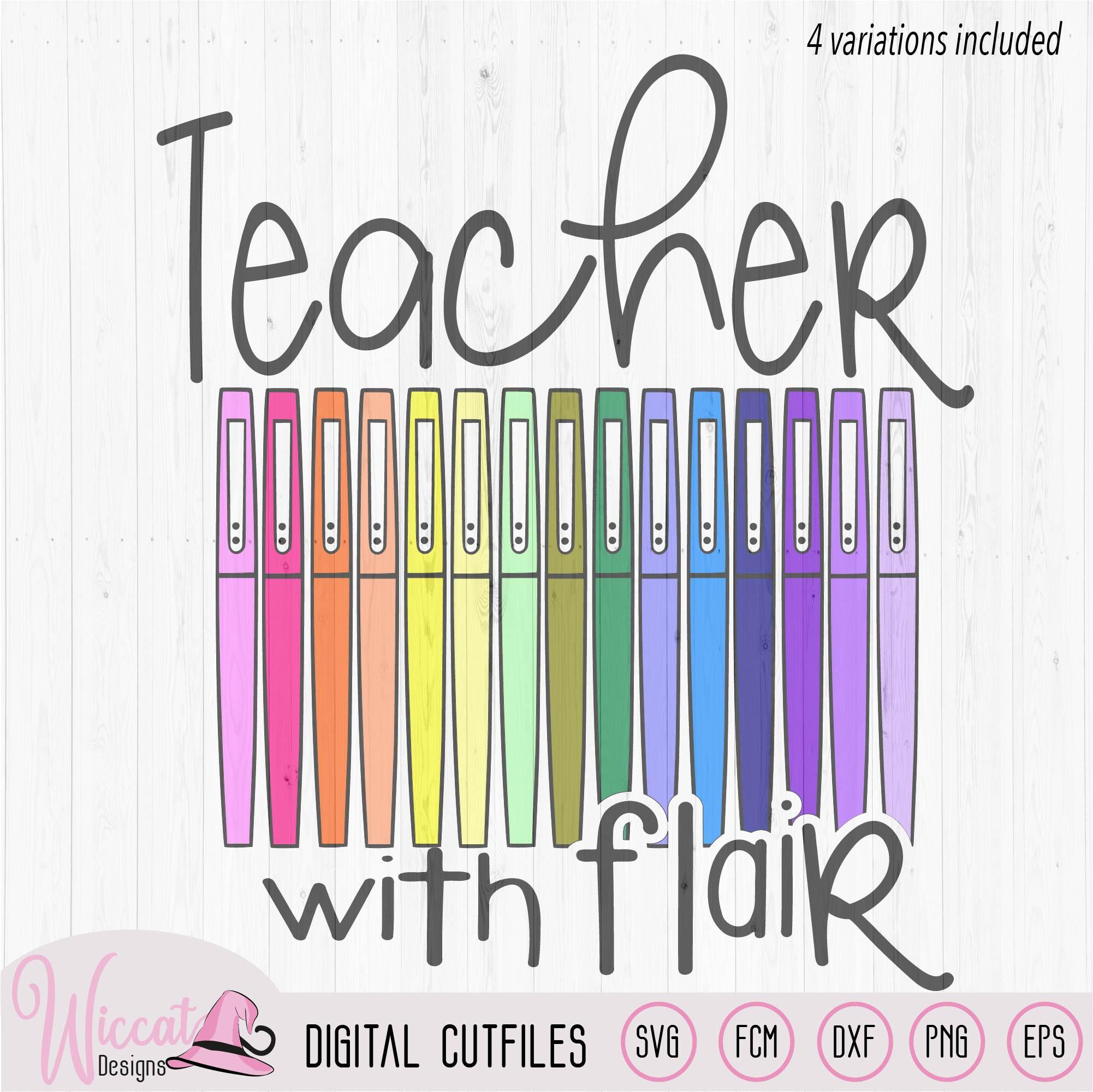 Teacher With Flair SVG: Back to School, Vinyl Craft (digital Download ...