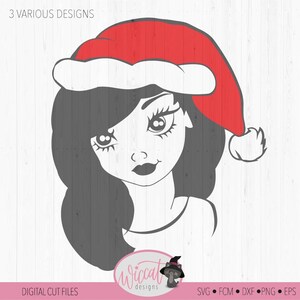 Christmas Girl With Hat Svg, Christmas Svg Designs, Girl Face Svg, Dxf ...