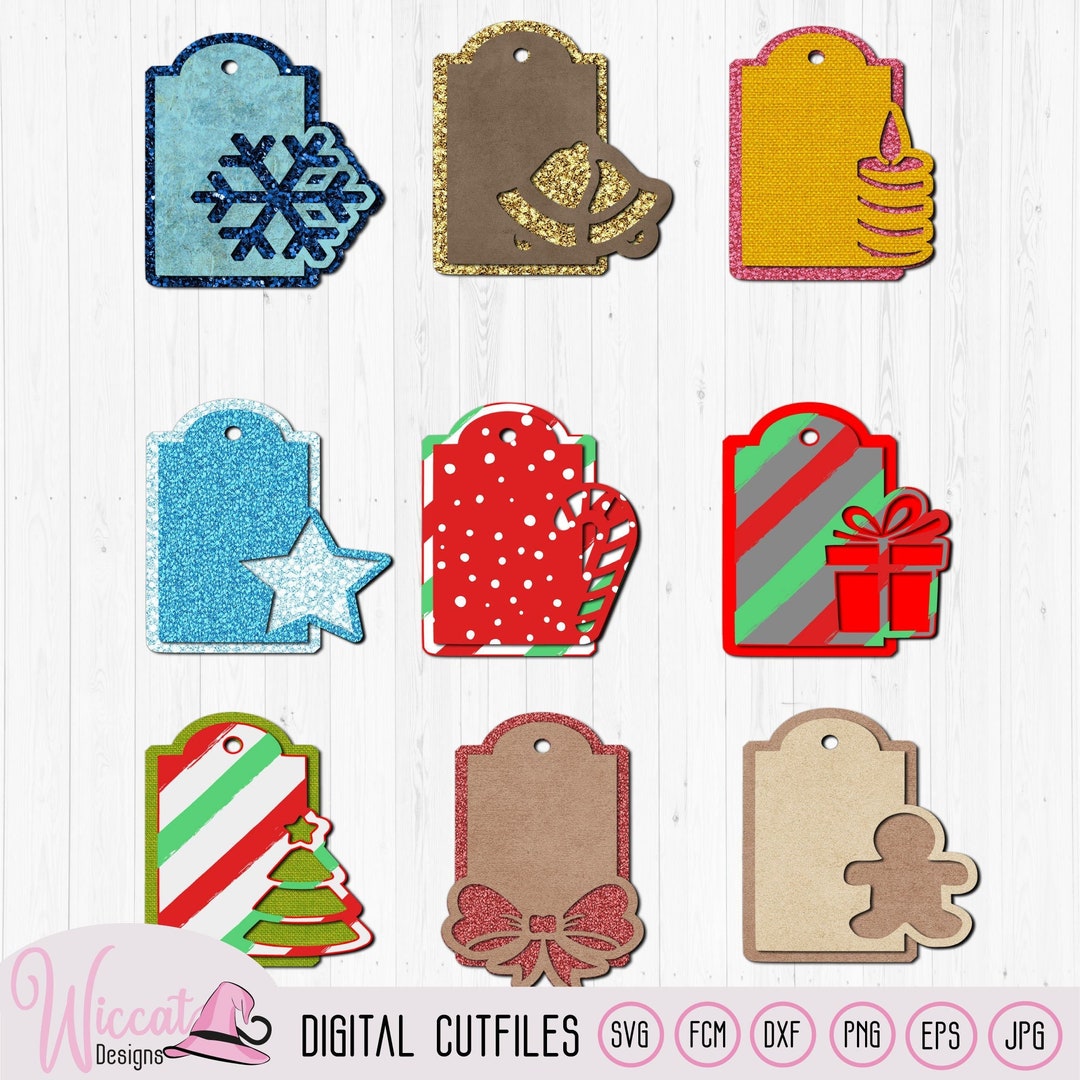 Christmas Gift Tags Svg Cut File, 9 Different Svg Gift Labels, Presents ...