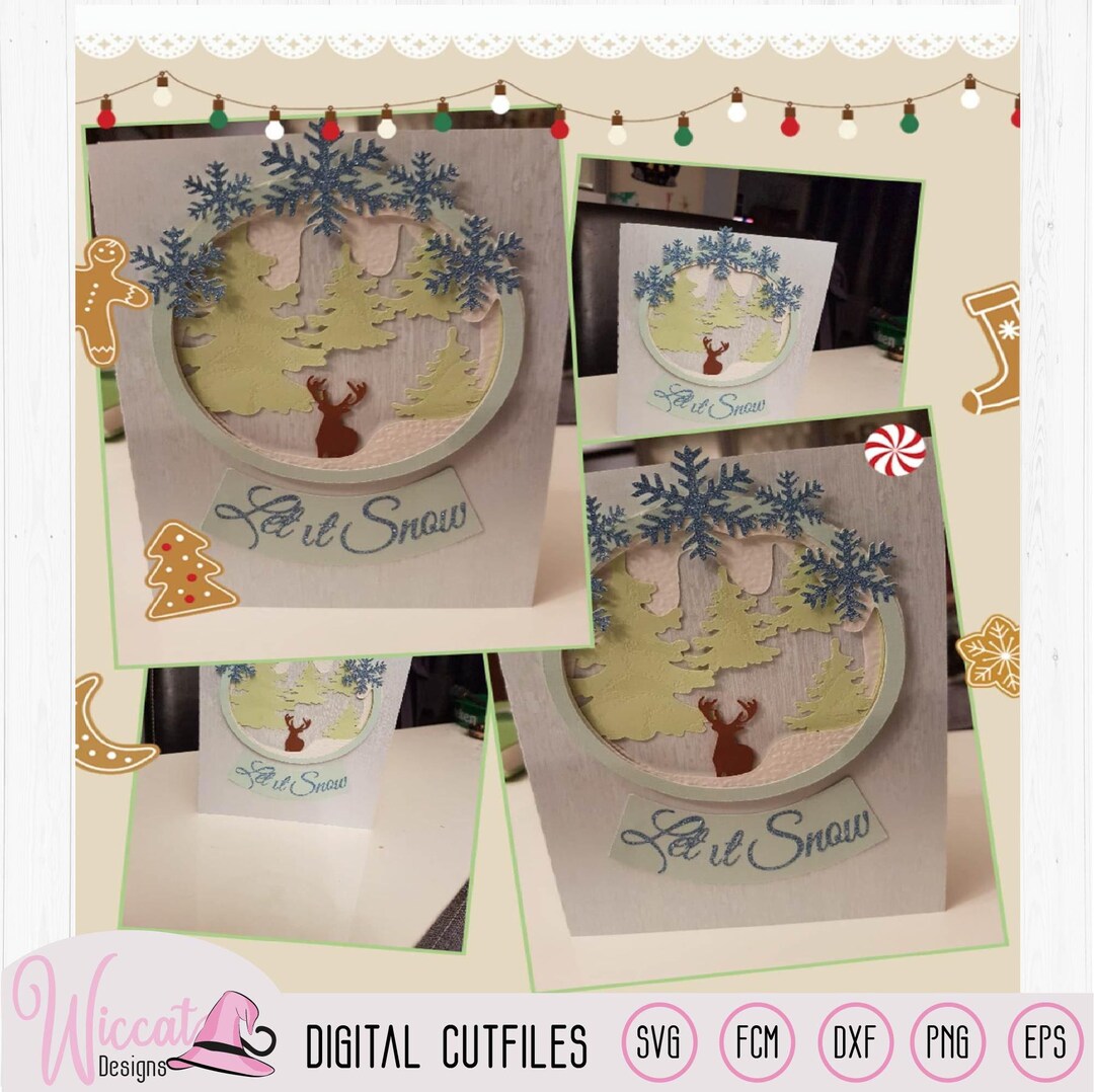 Snow Globe Christmas Card Template, Reindeer Woodland (SVG Dxf Fcm) - Etsy