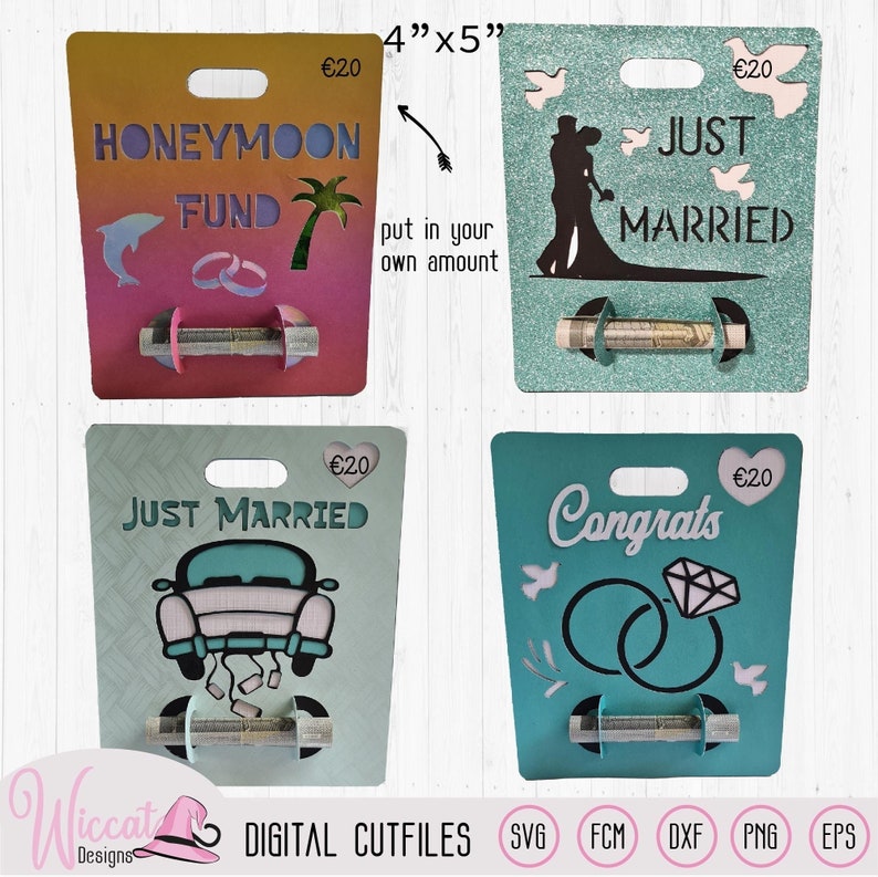 Wedding Money Card Svg Bundle 3D Paper Craft Just Married - Etsy