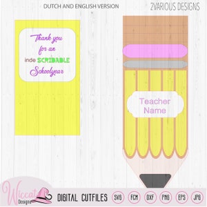 Bedankt Juf Sticky notes houder svg - Etsy Nederland