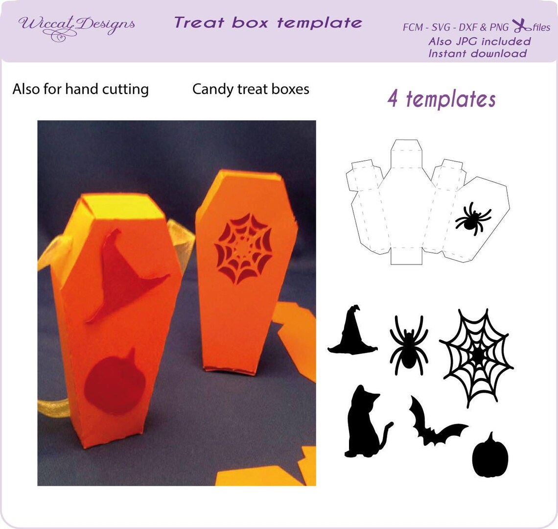 Scary Halloween Candy Coffin Printable Box - DIY Treat Box SVG for ...
