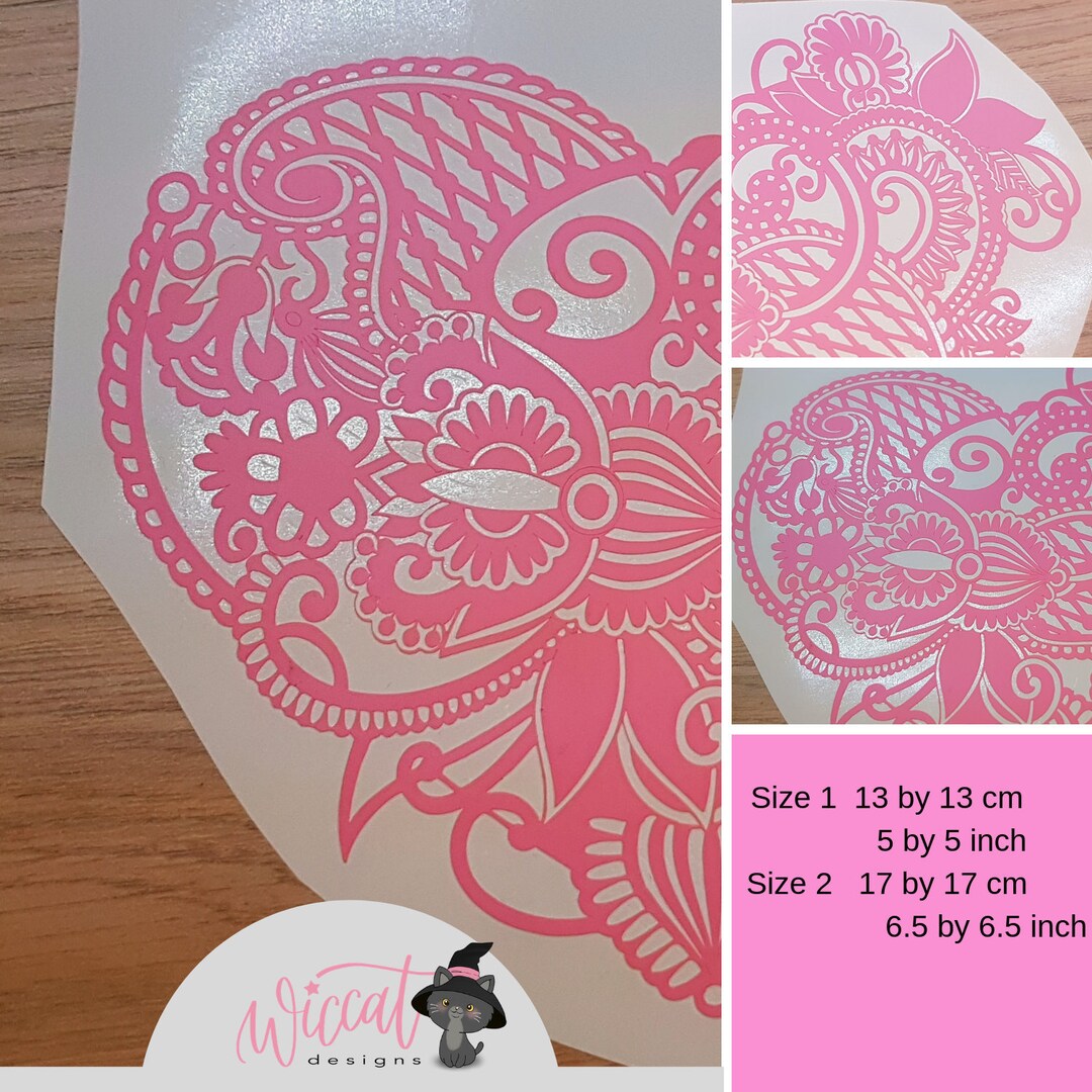 Zentangle Heart Decal, Lace Heart Sticker, Cover Sticker, Vinyl Decals ...