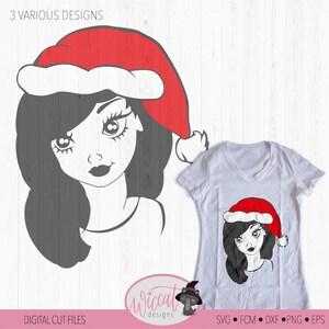 Christmas Girl With Hat Svg, Christmas Svg Designs, Girl Face Svg, Dxf ...