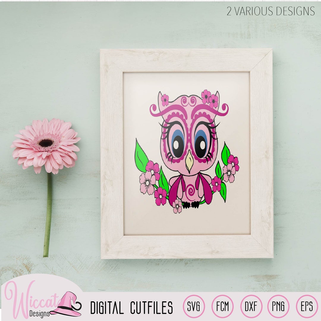 Spring Girl Owl Svg Woodland Animal Svg Pink Blossom Svg - Etsy
