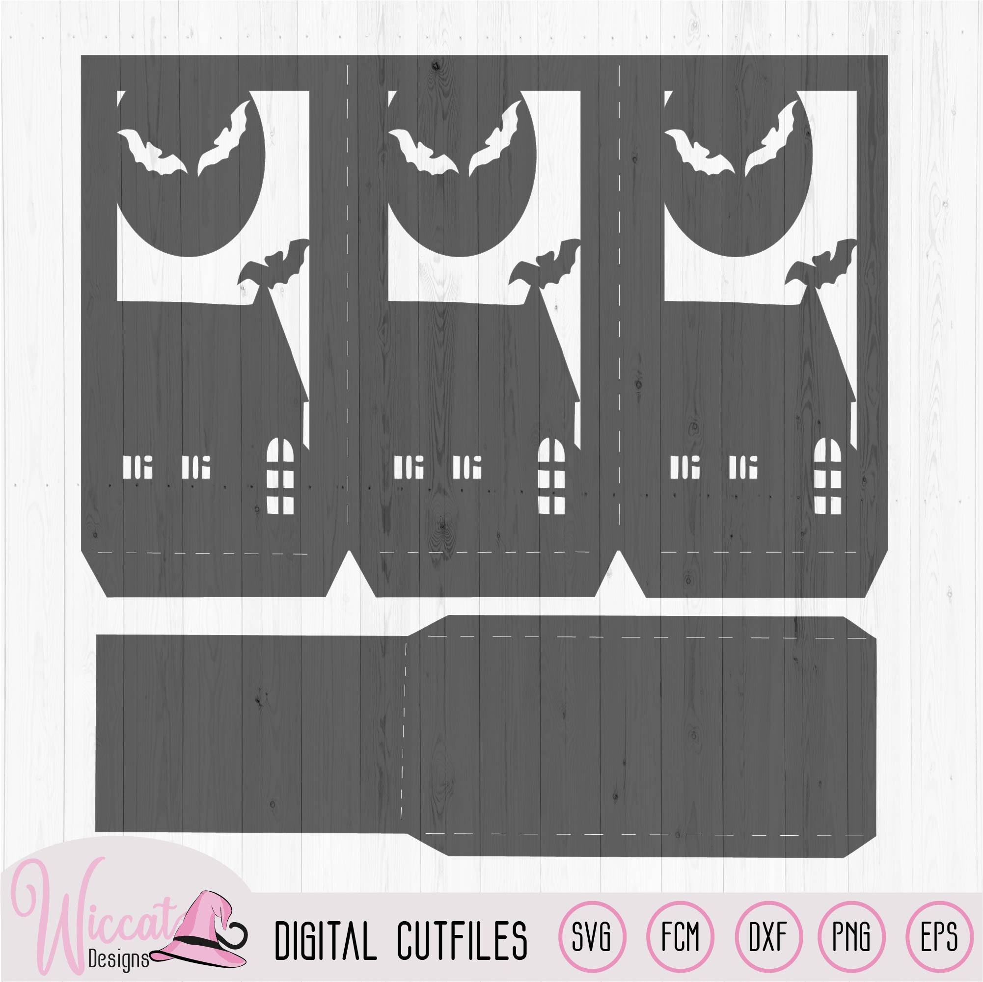 Happy Halloween Lantern Template, Spooky House, Witch on a Broom ...