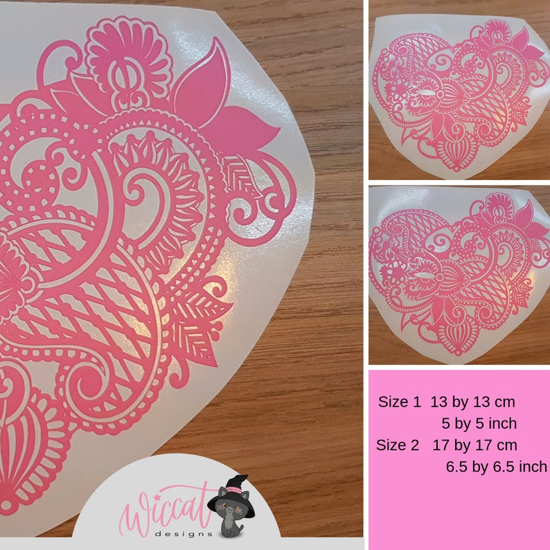 Zentangle Heart Decal Lace Heart Sticker Cover Sticker - Etsy