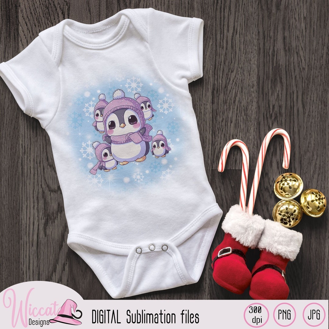 Winter Penguin Family Sublimation Png File, Cute Penguin, Winter ...
