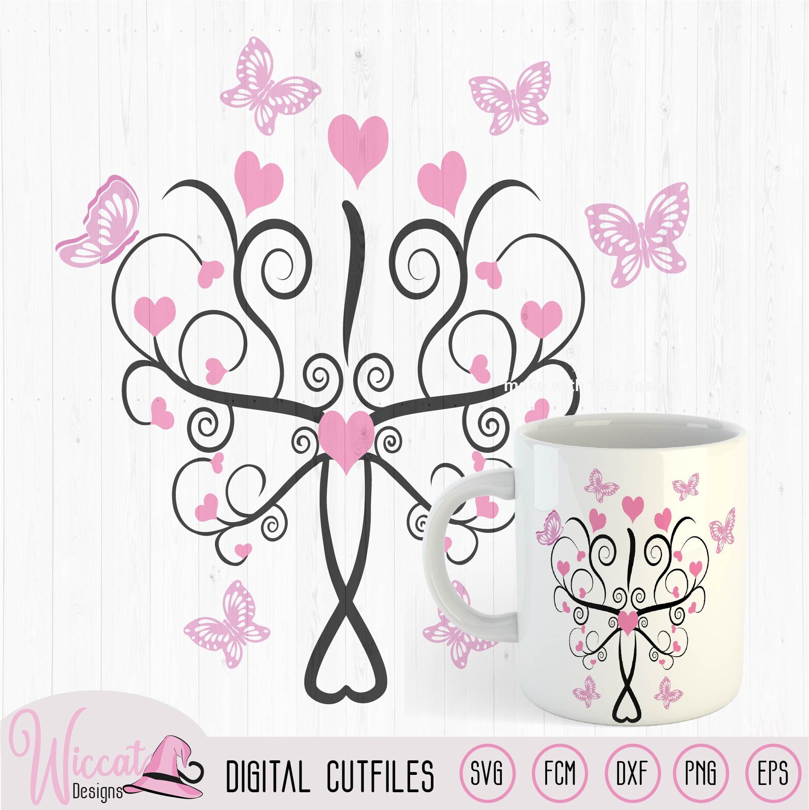 Butterfly Tree With Hearts Svg Nursery Decor Newborn Cut | Etsy