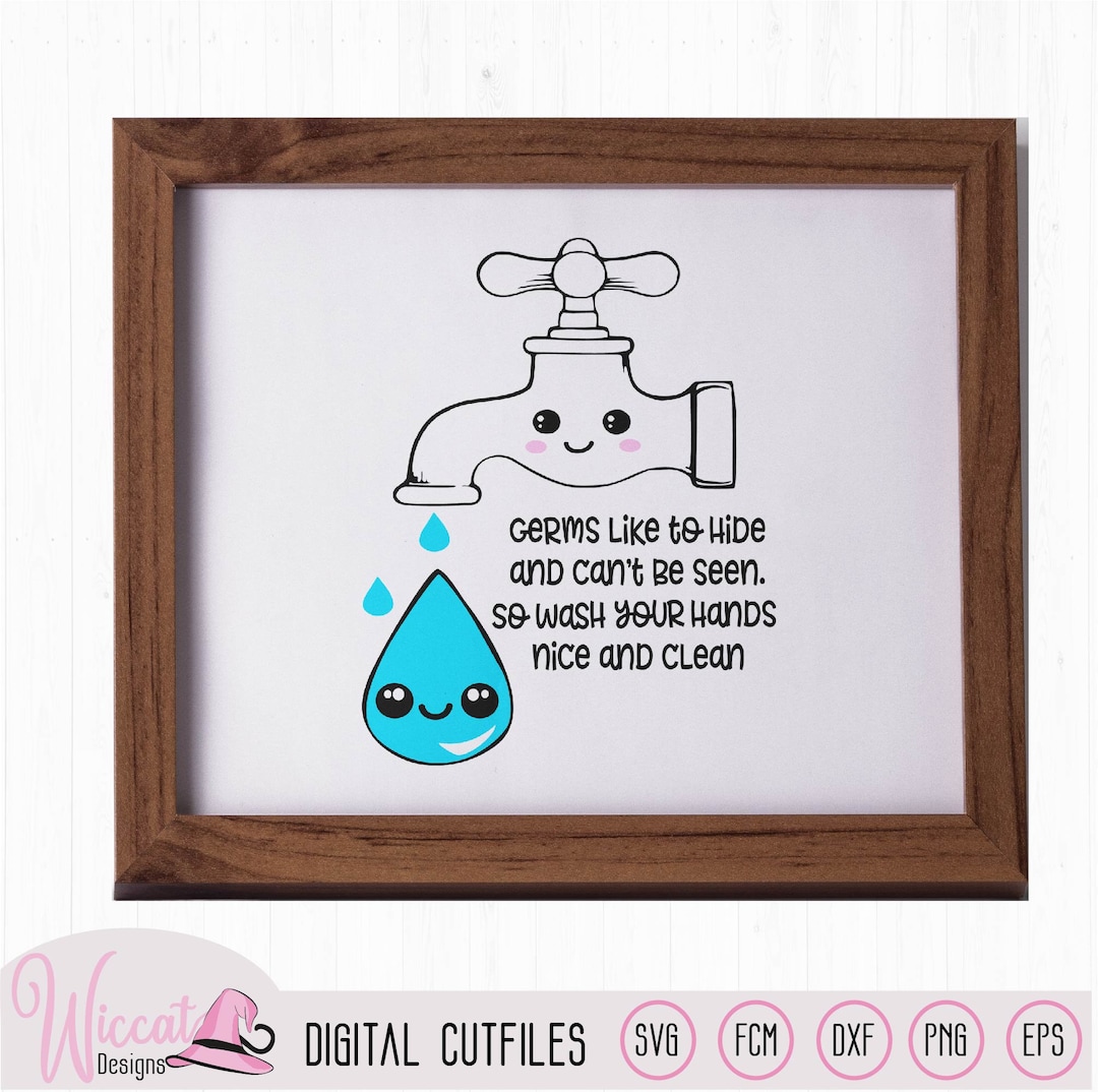Kawaii Water Tap With Hand Washing Rhyme, Cute Hygiene Rules, Bathroom ...