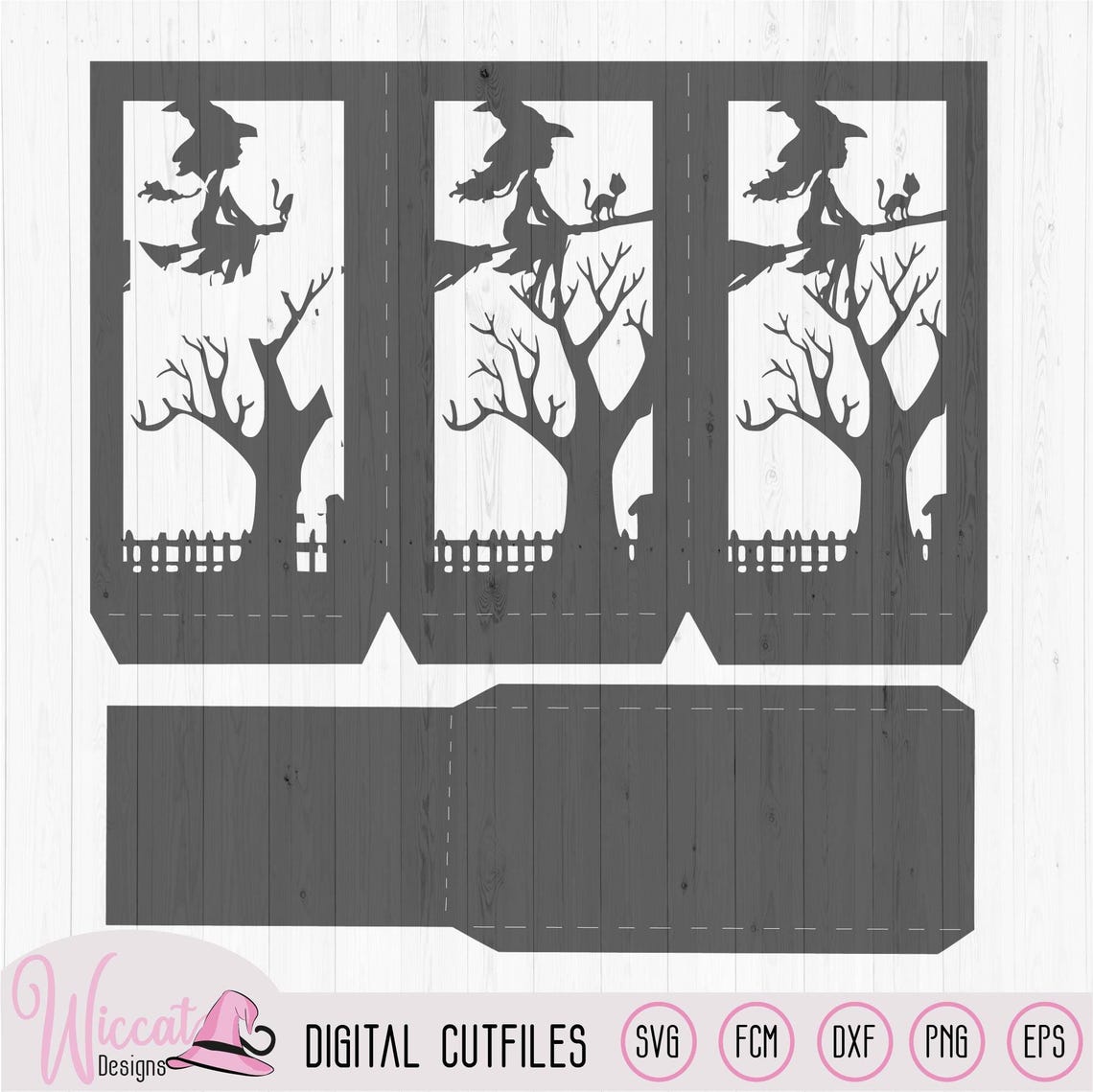 Happy Halloween Lantern Template, Spooky House, Witch on a Broom ...