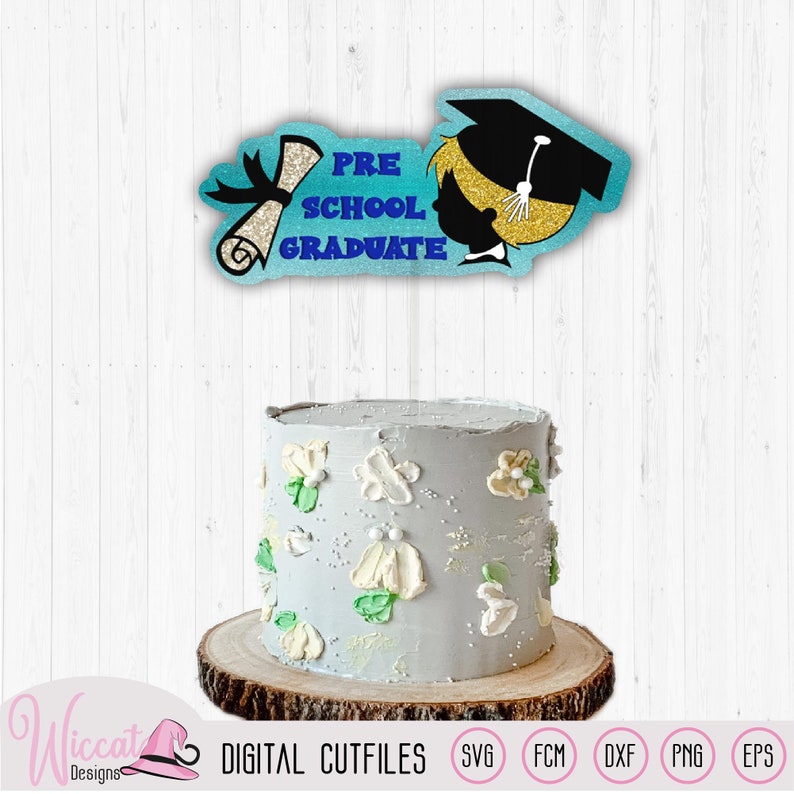 Pre School Graduate Boy Cake Topper Svg Little Boy Grad Svg | Etsy