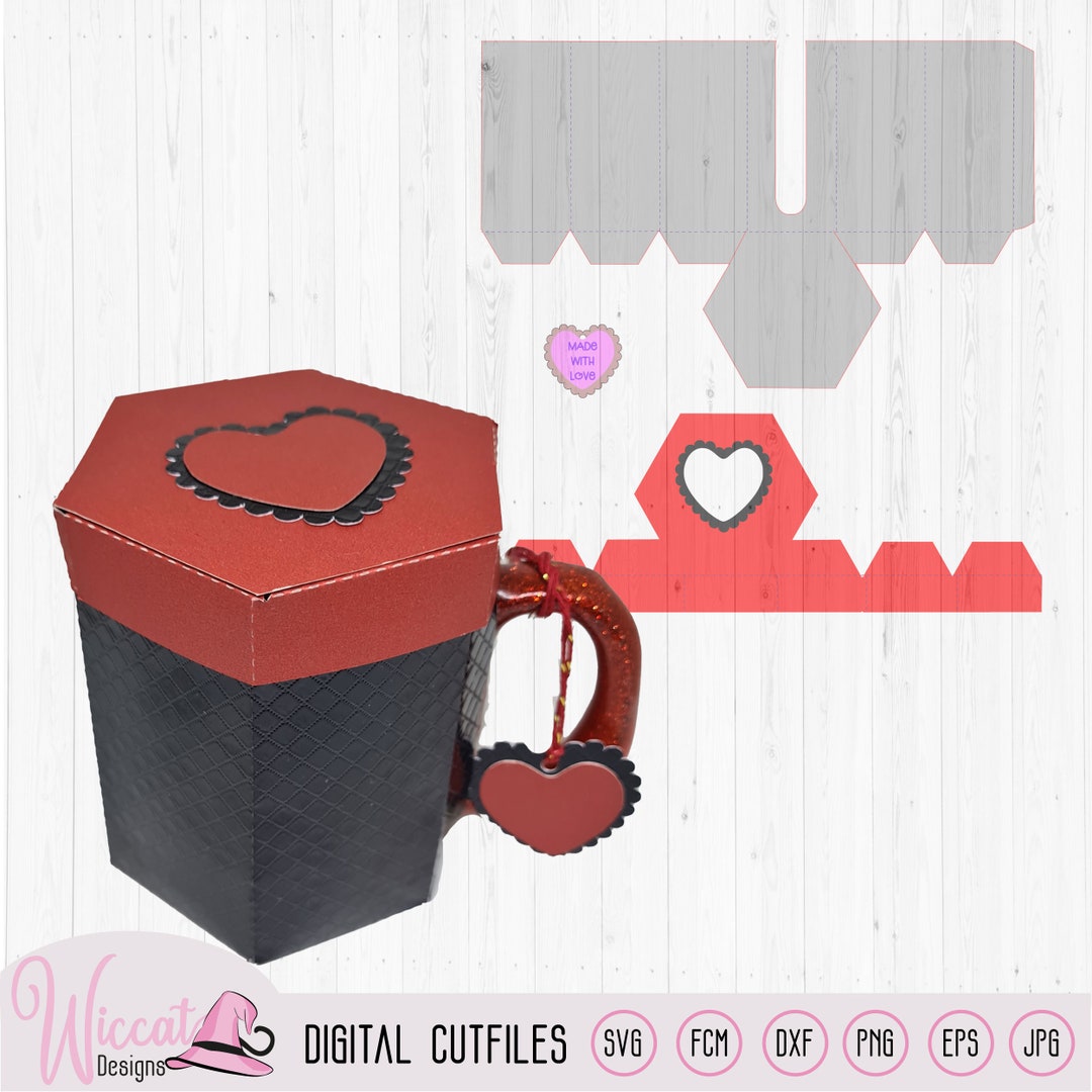 Round Mug Gift Box With Lid Svg, 11 0zz Mug, Paper Gift Box Template ...