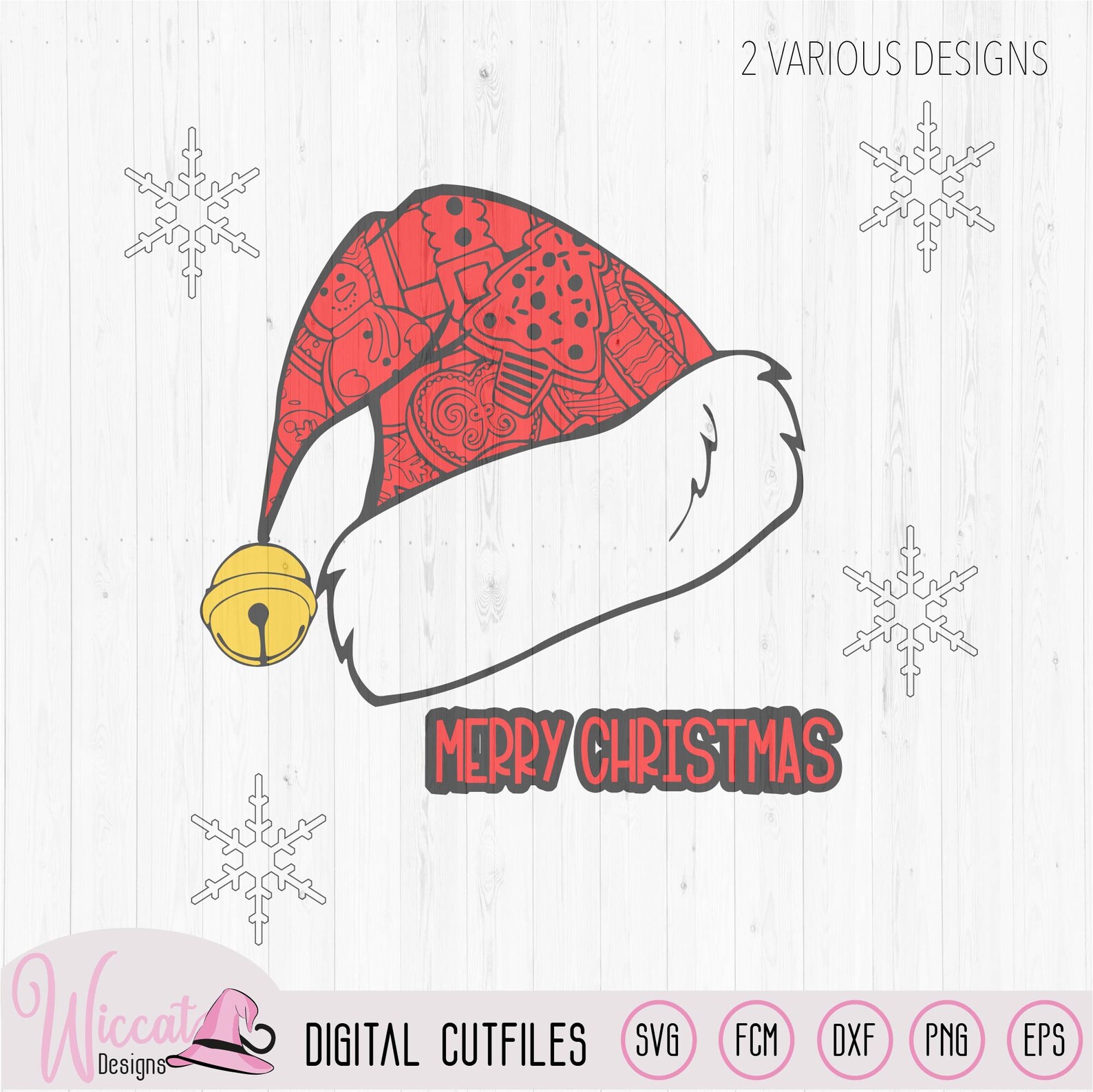 Santa Doodle Hat Mandala Christmas Hat Die Cut Svg Scanncut - Etsy