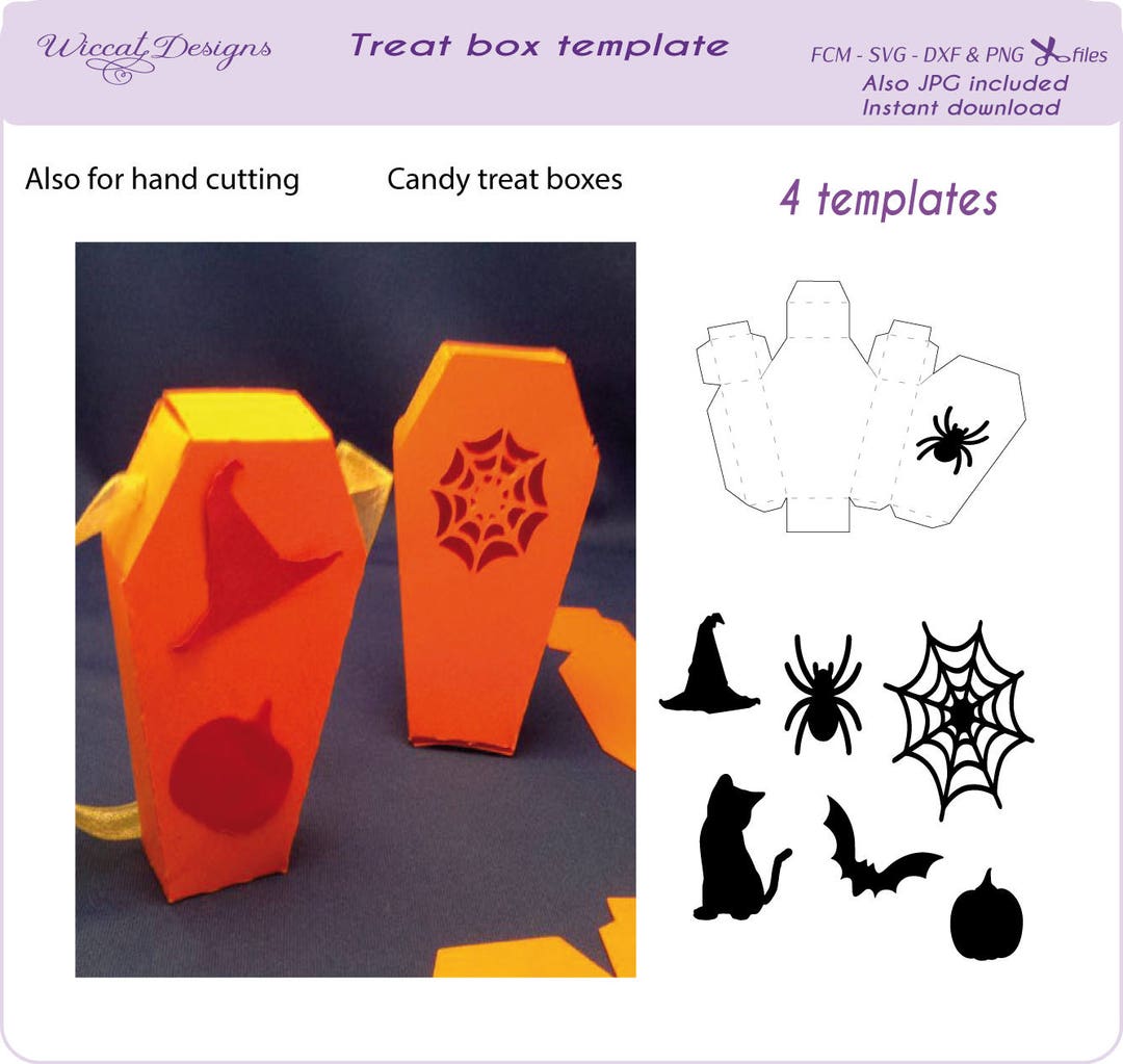 Halloween Candy Box Svg, Candy Coffin, Template Treat Box, Printable ...