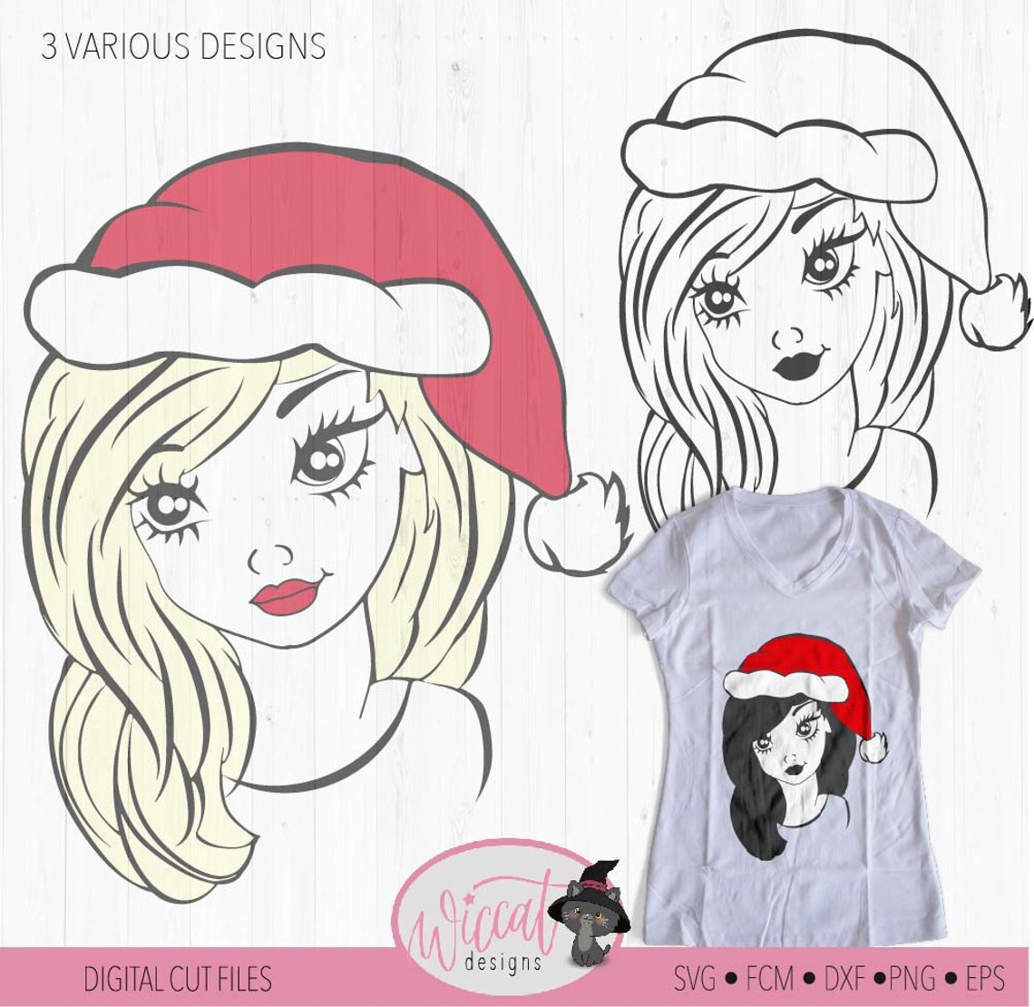 Christmas Girl With Hat Svg Christmas Svg Designs Girl Face | Etsy