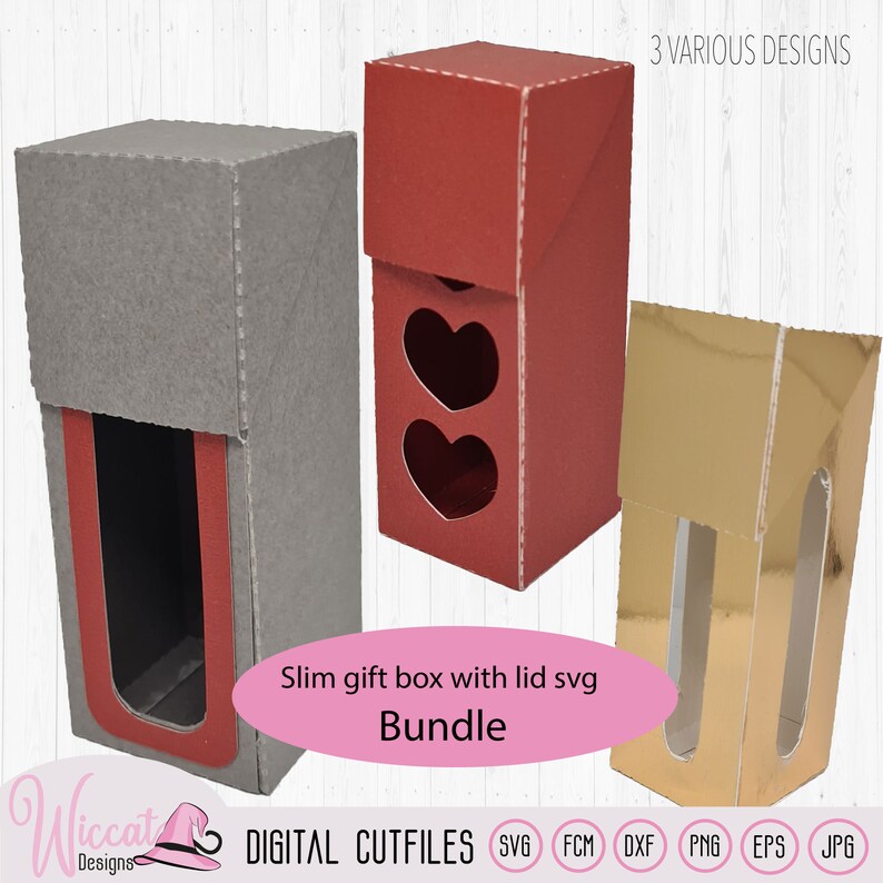 Slim Gift Box With Lid Svg Bundle Paper Gift Box Template - Etsy
