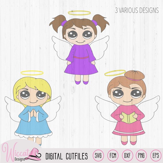 Three Little Angels Singing Angel Svg Chibi Angel Kawaii | Etsy