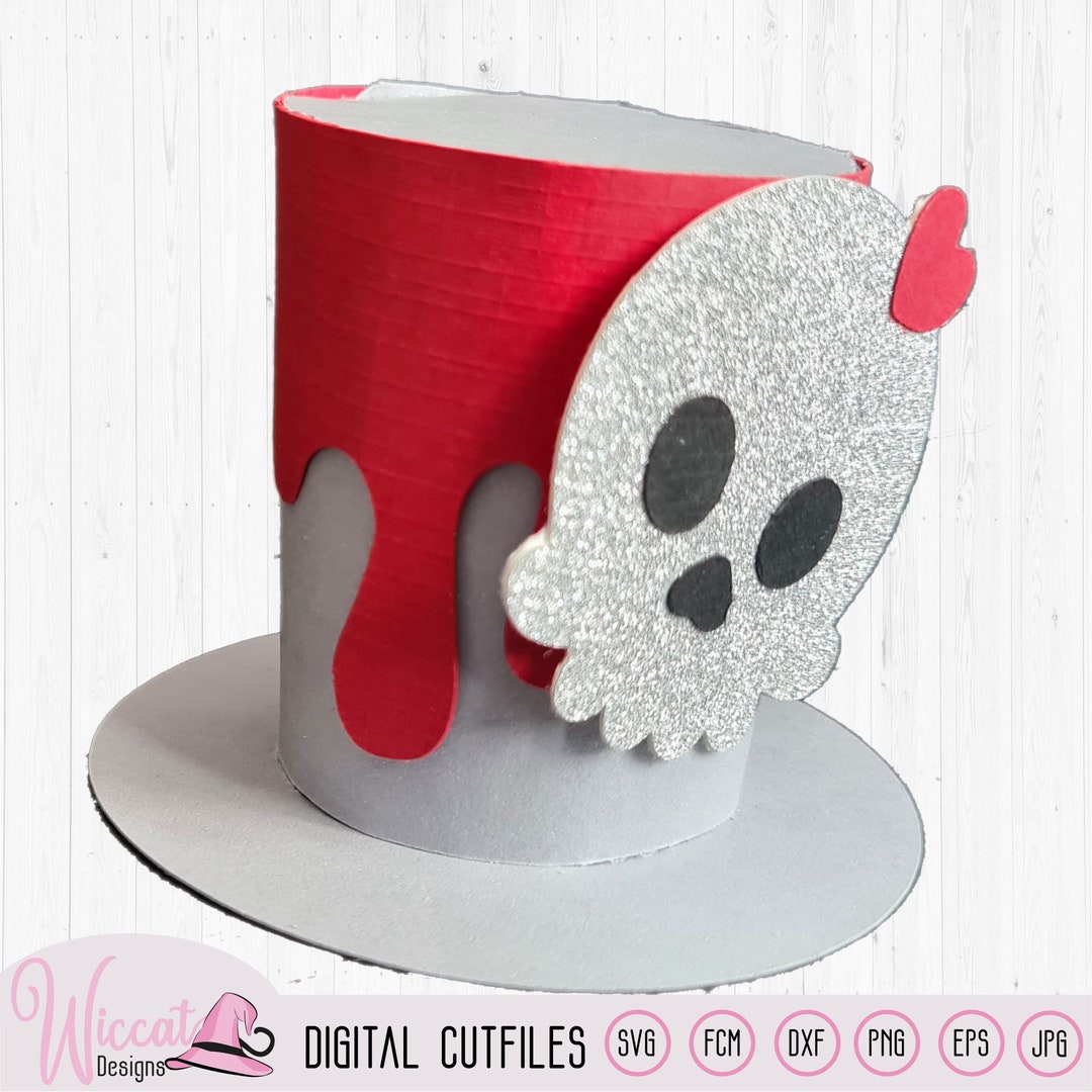 Halloween Dripping Skull Top Hat Pattern Svg Cut File, Spider Hairbow ...